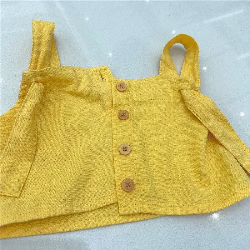 baby girl button single breasted cotton linen tank... – Vicedeal