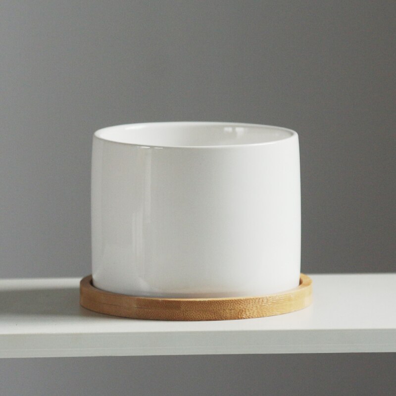 White Ceramic Flower Pot Succulent Flowerpot With ... – Vicedeal