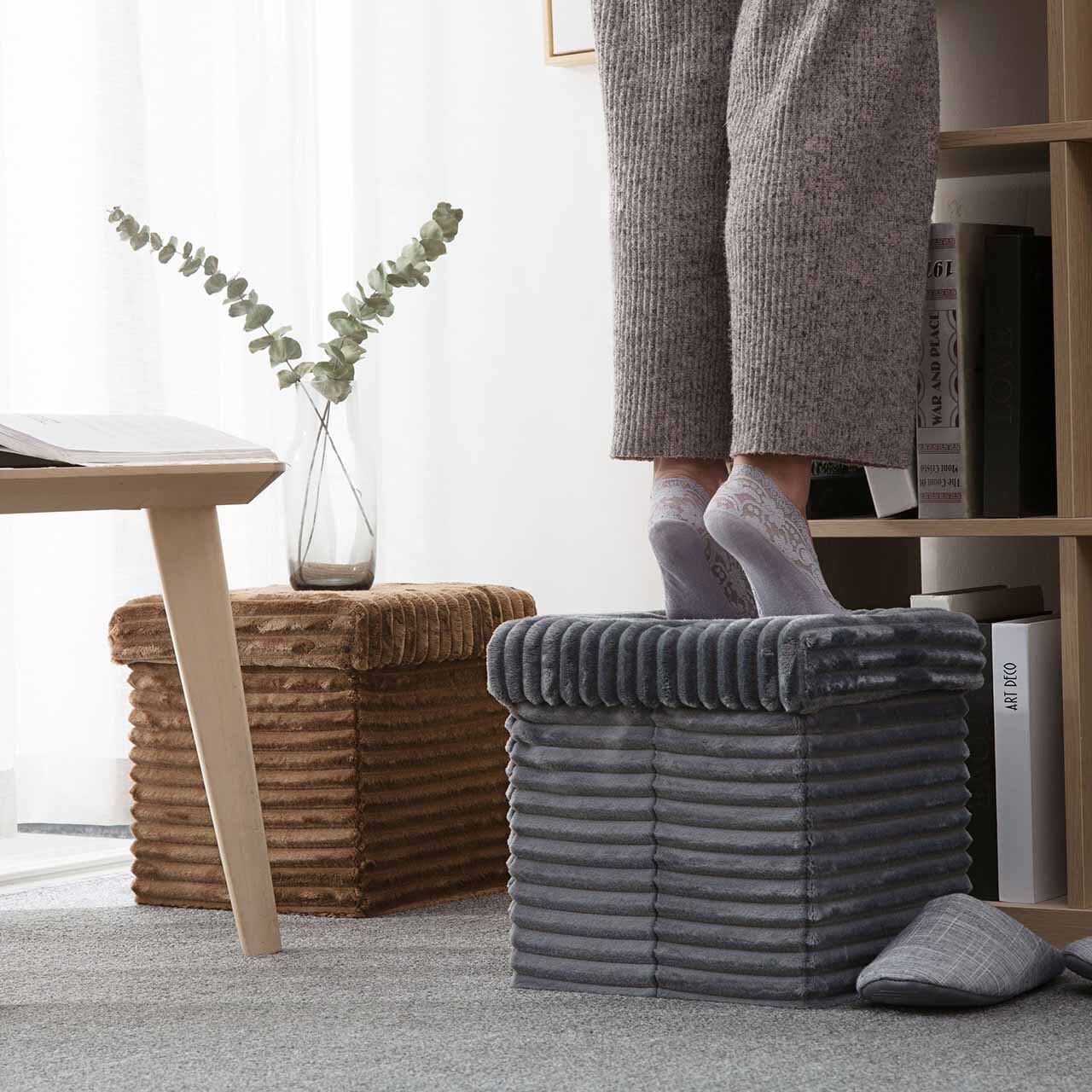 Flannel storage stool multi-function storage stool... – Grandado