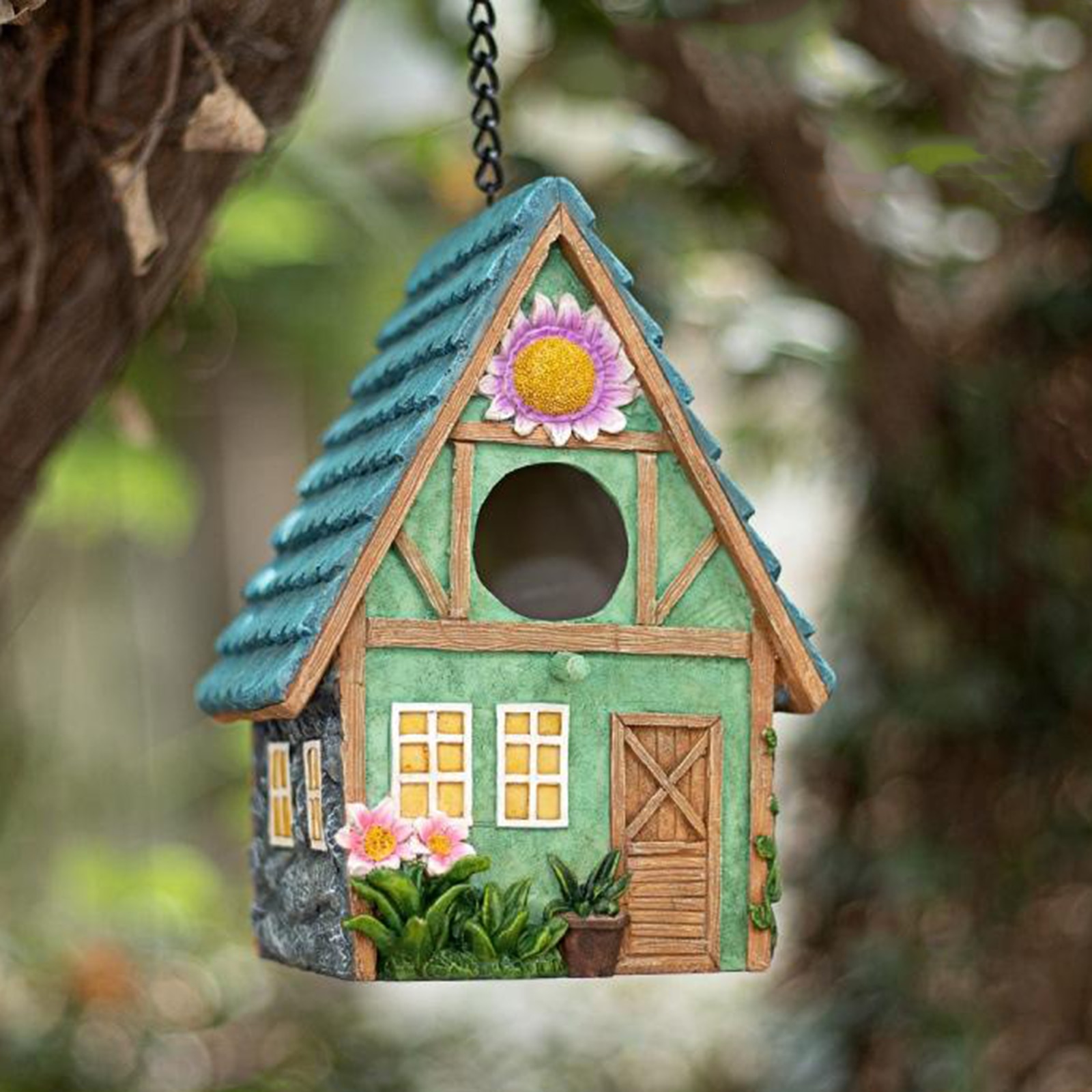 Resin Hand-Painted ing Colourful Birdhouse Garden ... – Vicedeal