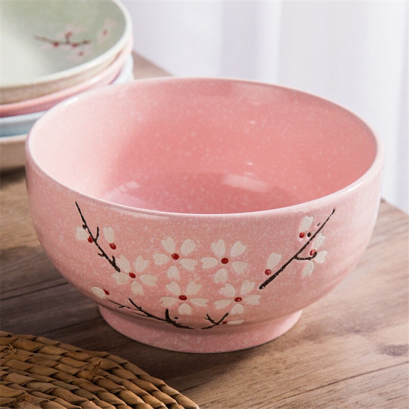Japanese Floral Round Ceramic Bowl Under Glaze Che... – Grandado