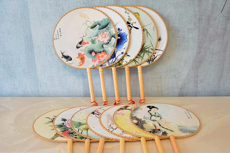 Vintage Dansen Fan Chinese Traditionele Ronde Pale... – Vicedeal