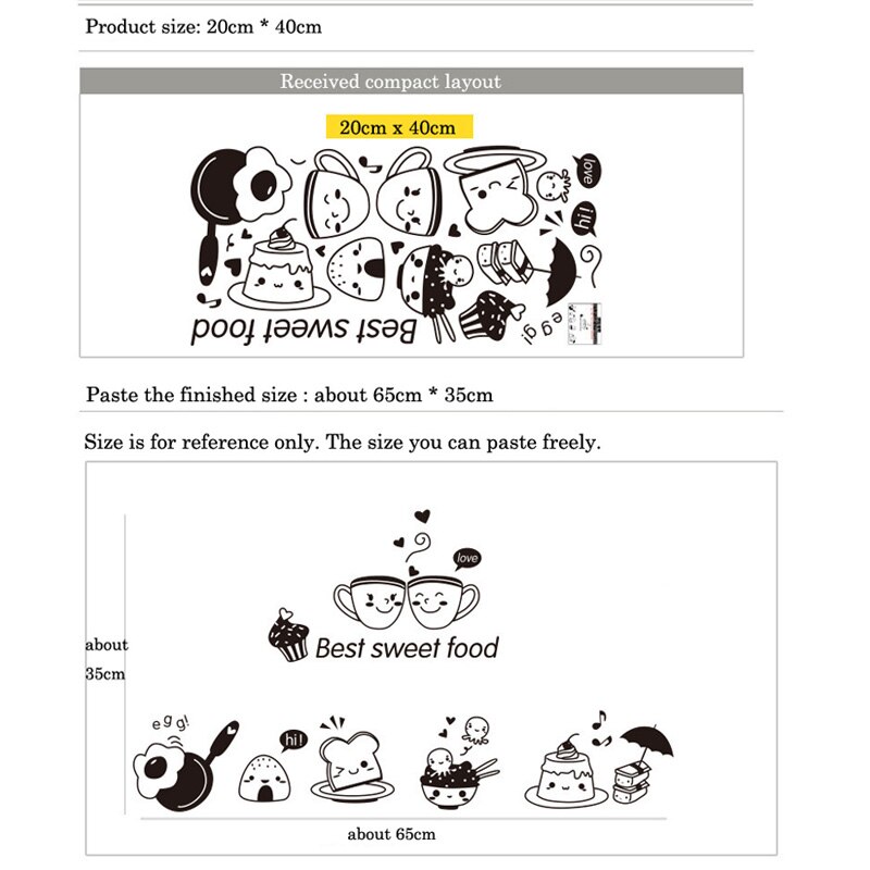Cartoon Cute Happy kitchen food Wall Sticker Livin... – Grandado