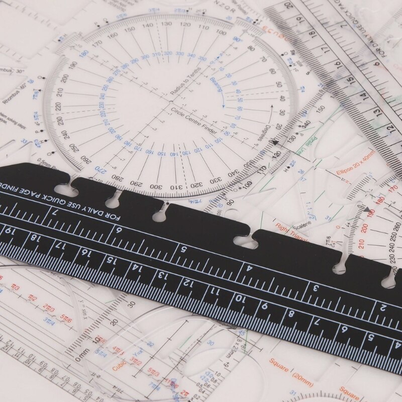 Multi-in-1 Clear Geometric Template Ruler Drawing ... – Grandado