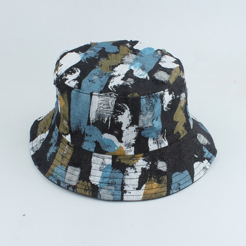 Graffiti Painted Denim Bucket Hats For Women Men S... – Vicedeal
