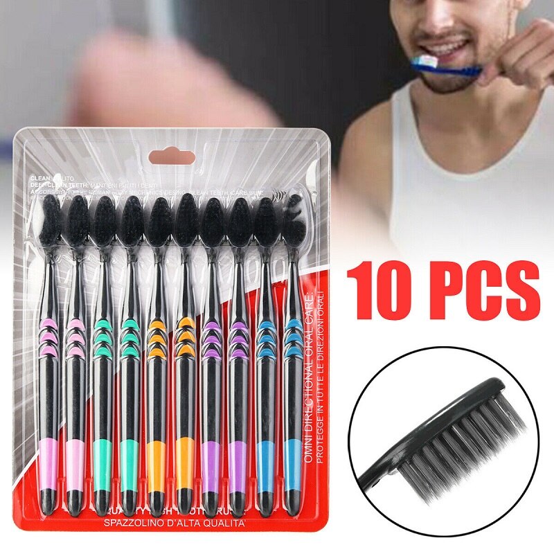 10Pcs Soft Family Bamboo Toothbrush Set Charcoal A... – Vicedeal