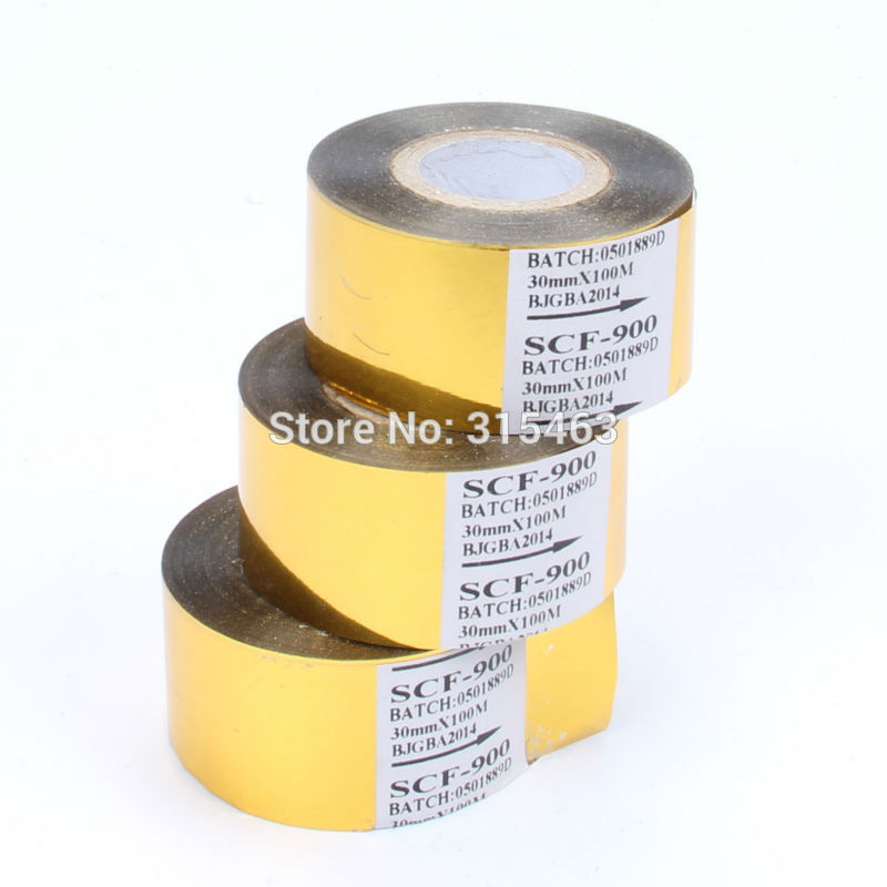 3Rolls Gold White Black 30MMx100M Thermal Transfer... – Grandado