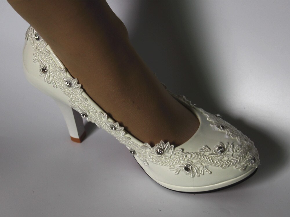 White Lace Sweet Pumps Princess Party Heels Weddin... – Vicedeal
