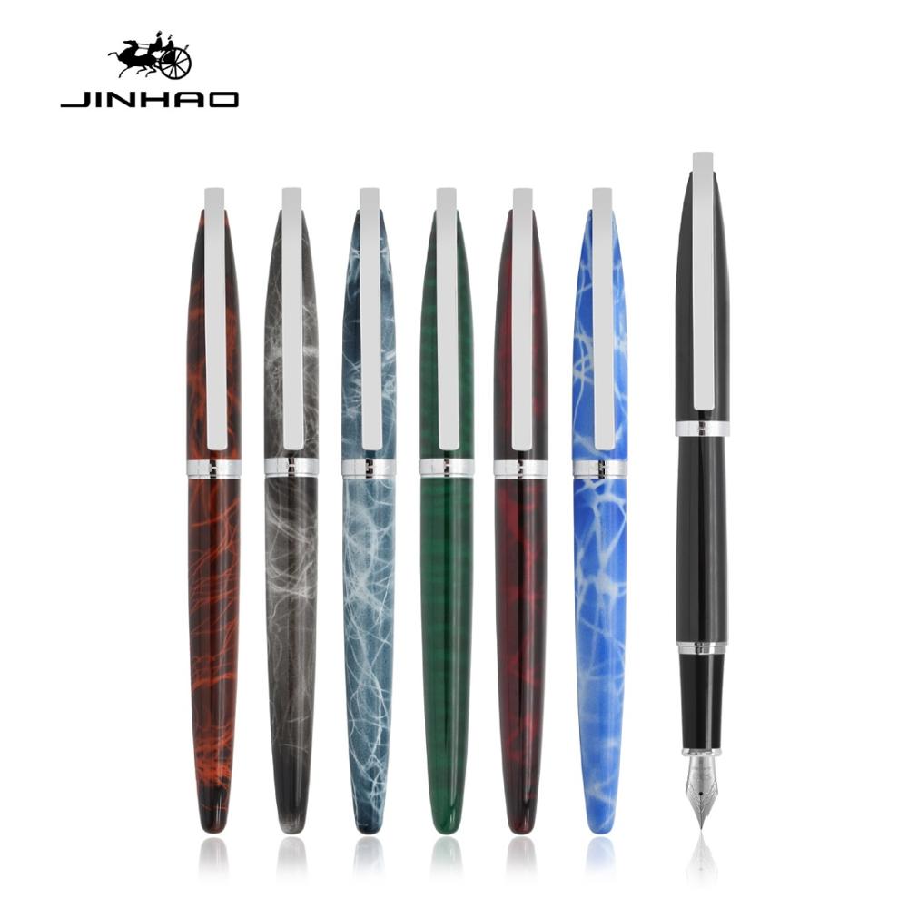 Jinhao Silver Arc Fountain Pen, Fine Nib, Amber Ma... – Grandado