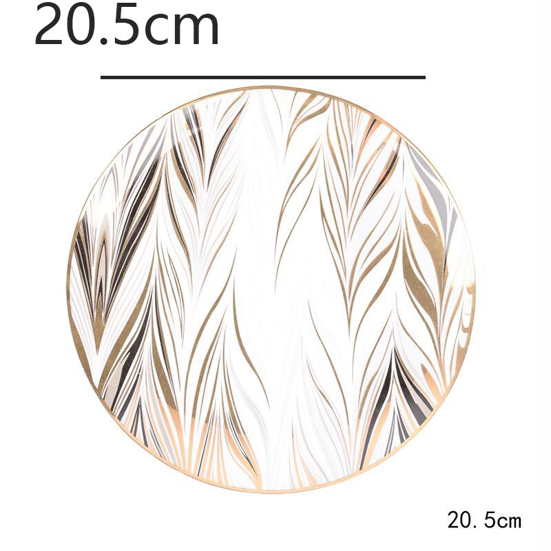 Luxury Gold Line Ceramic Dinner Plate Geometric Di... – Vicedeal