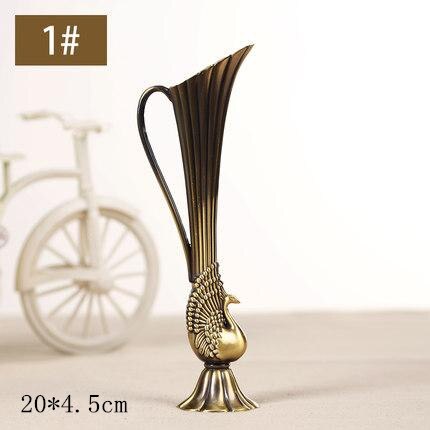 Europese retro pauw vaas metalen legering goud/bro... – Vicedeal