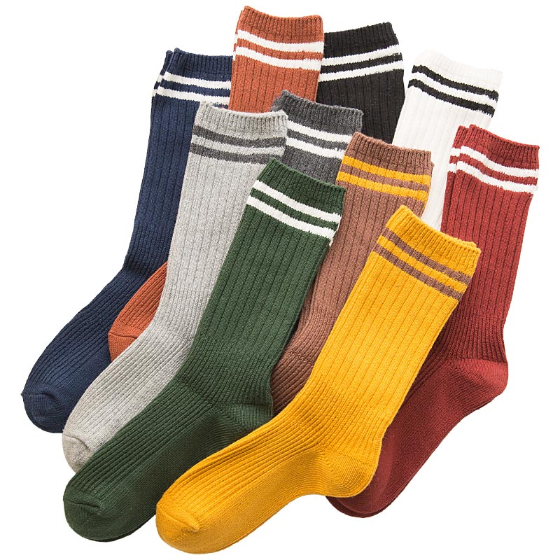 CHAOZHU Classic Korea Loose Socks Lady 2 Striped T... – Grandado