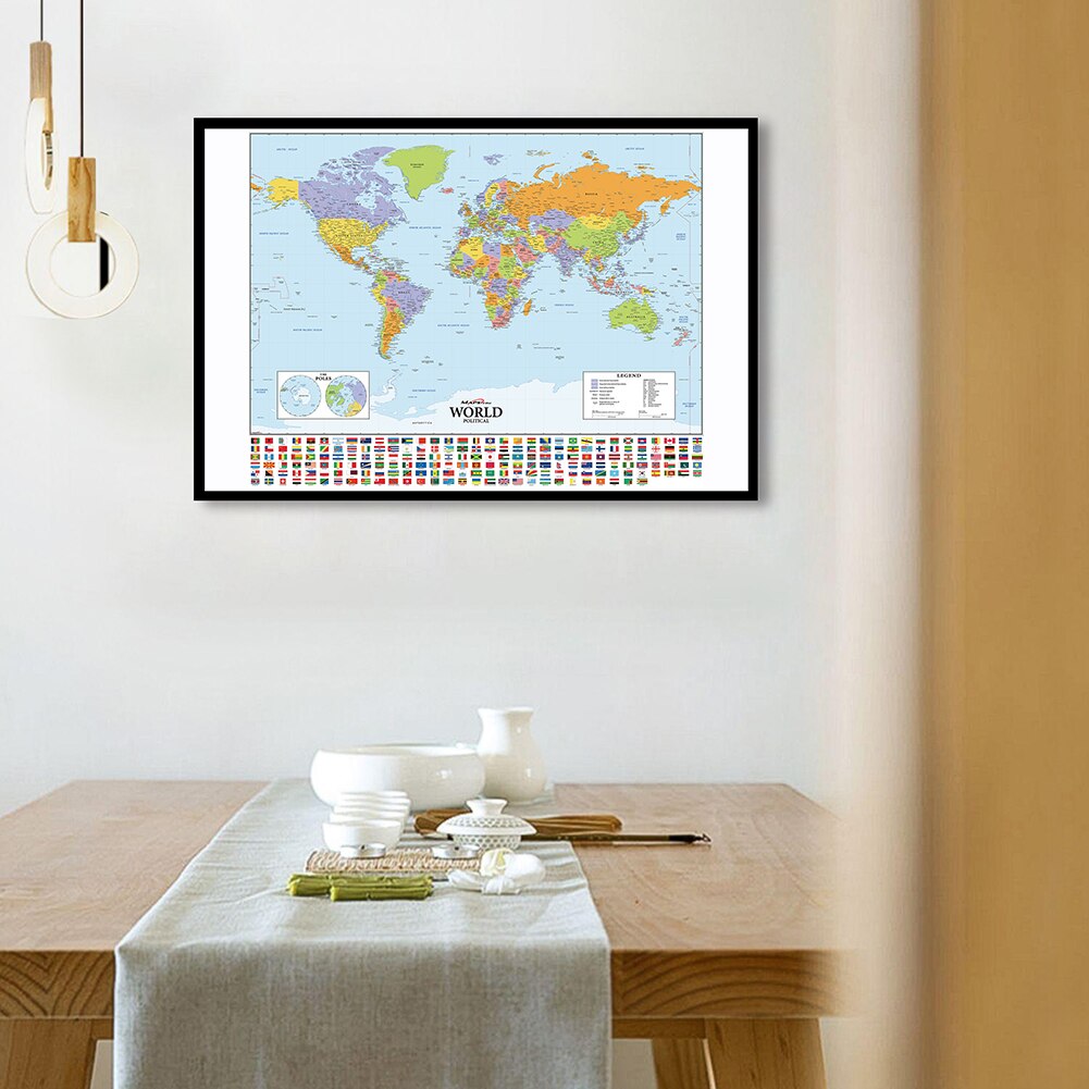 3*2 Feet The World Political Map with National Fla... – Grandado