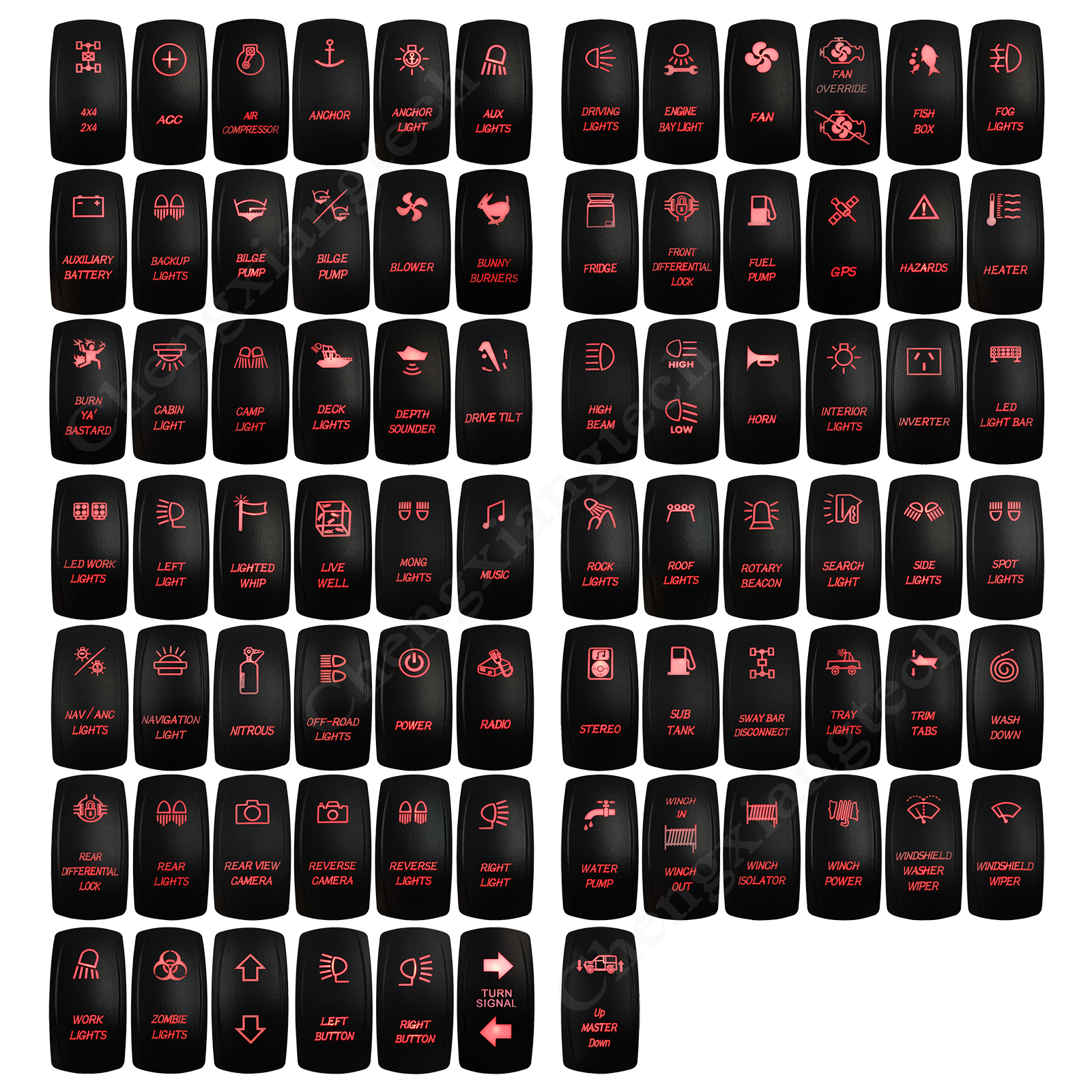 Red Led Light Car Boat Rocker Switch 12V 20A IP68 ... – Vicedeal