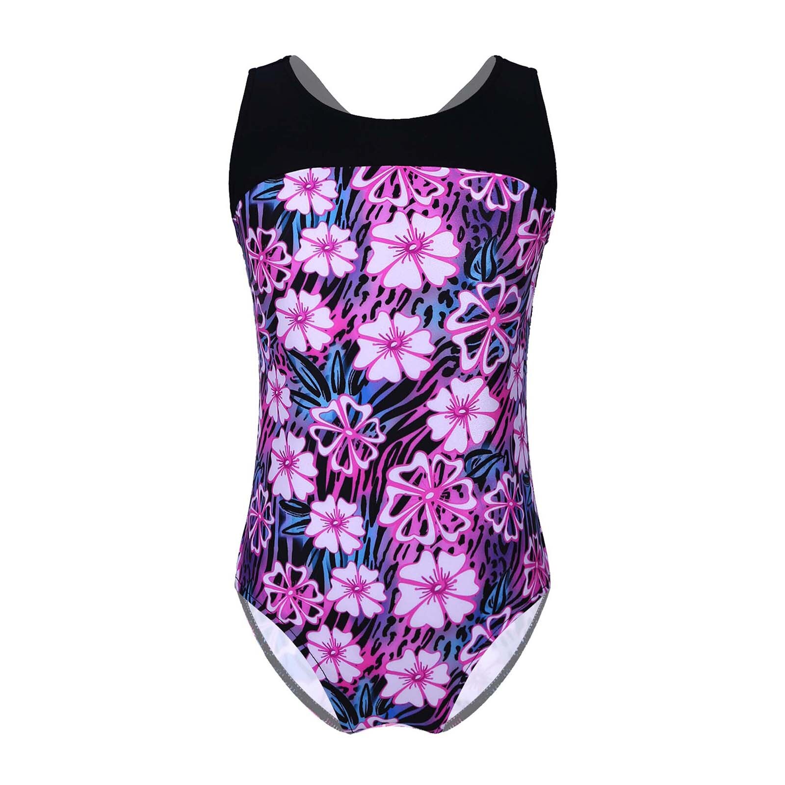 4-14Y Kids Girls One-Piece Print Swimsuit Sleevele... – Grandado