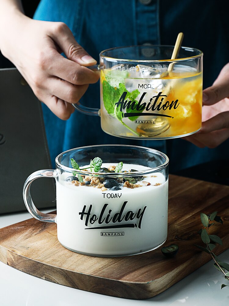 Letter Glass Cup Large Belt Take Cup Office Cup De... – Grandado