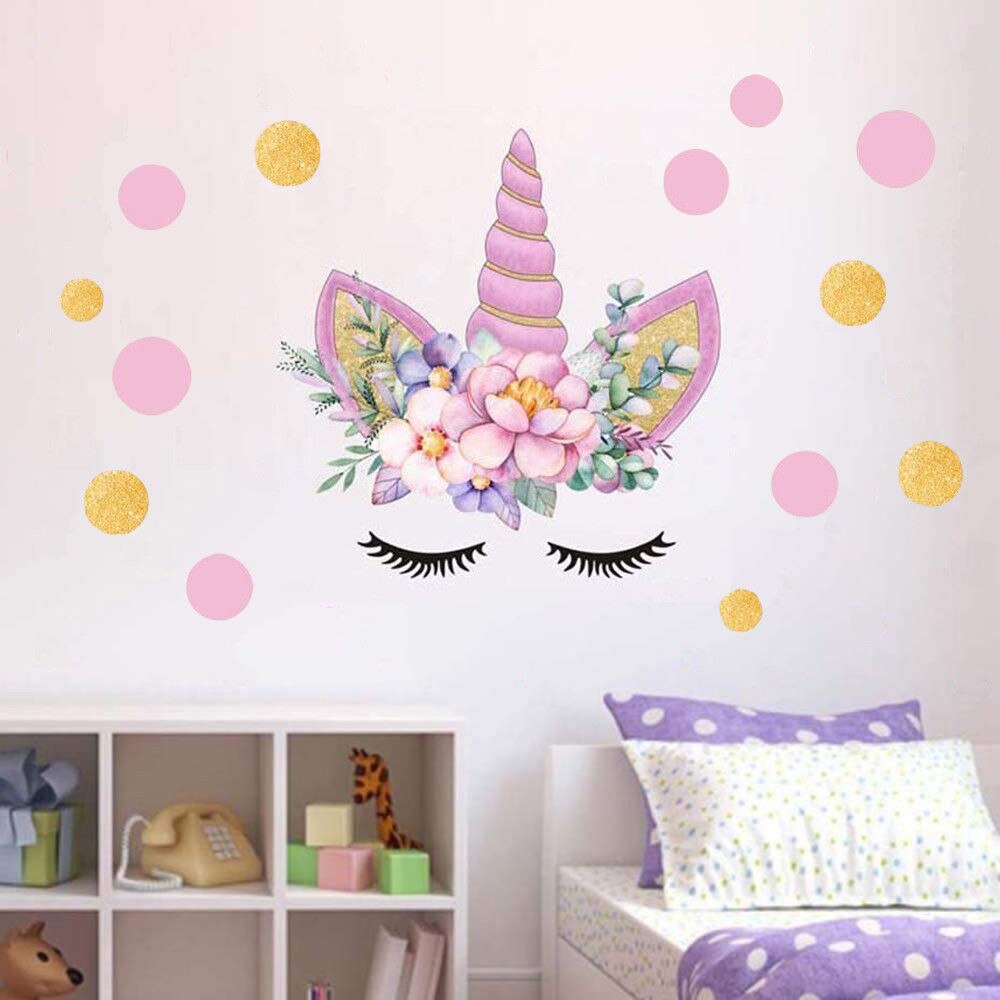 Unicorn Hearts Art Wall Stickers Girls Bedroom Dec... – Grandado
