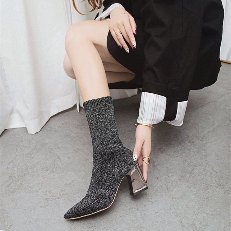 EOEODOIT Autumn Winter Sock Boots Women Calf Shoes... – Grandado