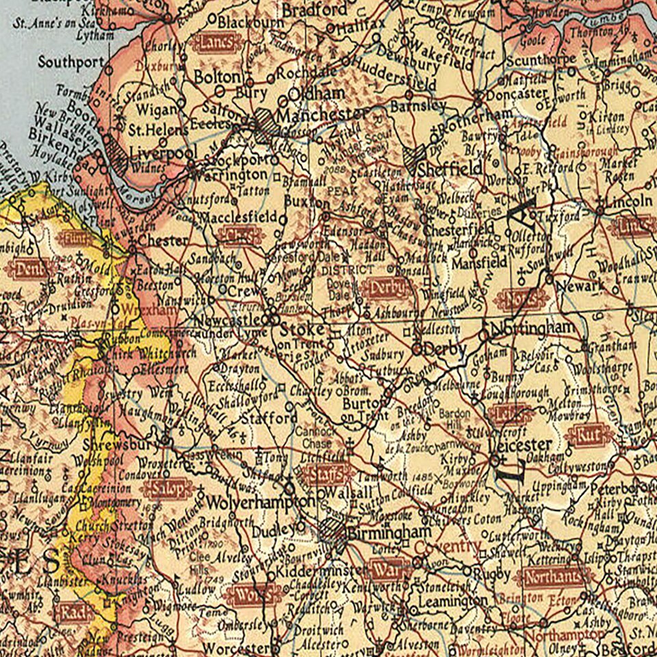 60*90cm 1937 The United Kingdom Map Vintage Wall A... – Grandado