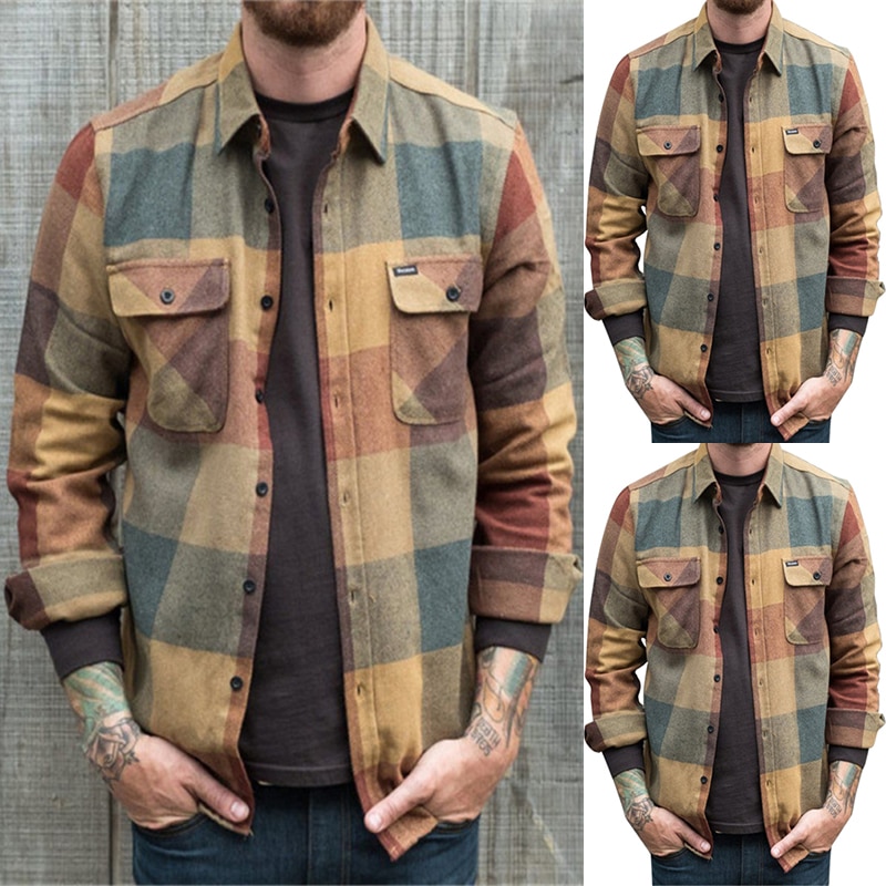 Jas Mannen Lente Herfst Mannen Plaid Patchwork Blo... – Vicedeal