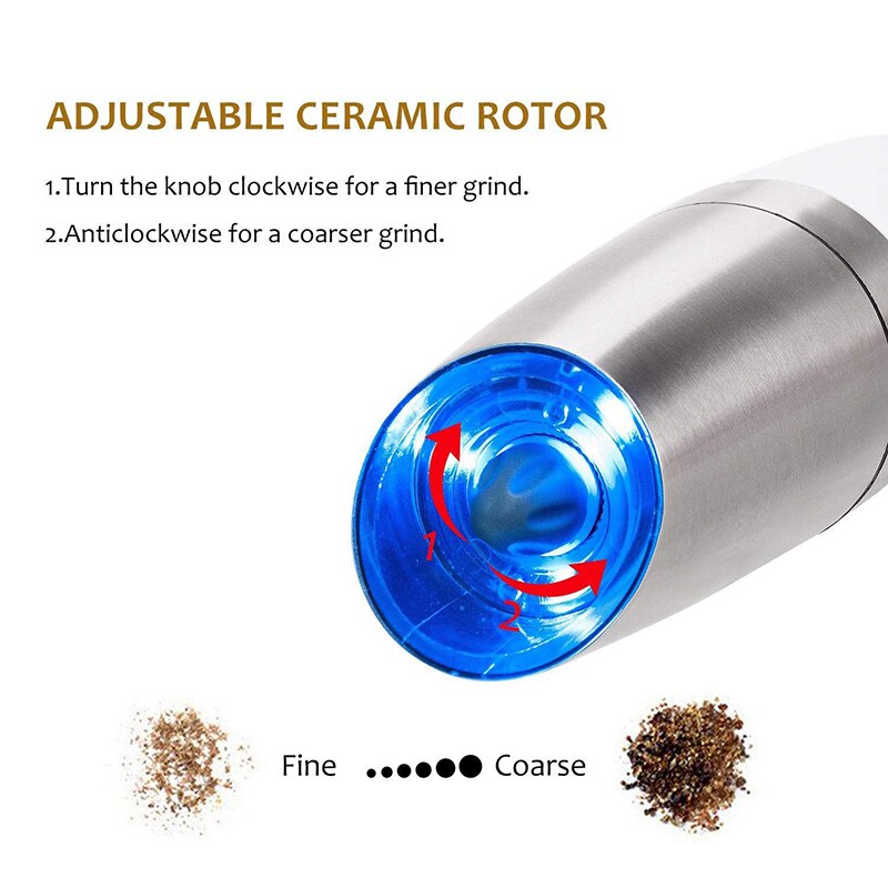 Electric Automatic Mill Pepper Salt Grinder LED Li... – Grandado