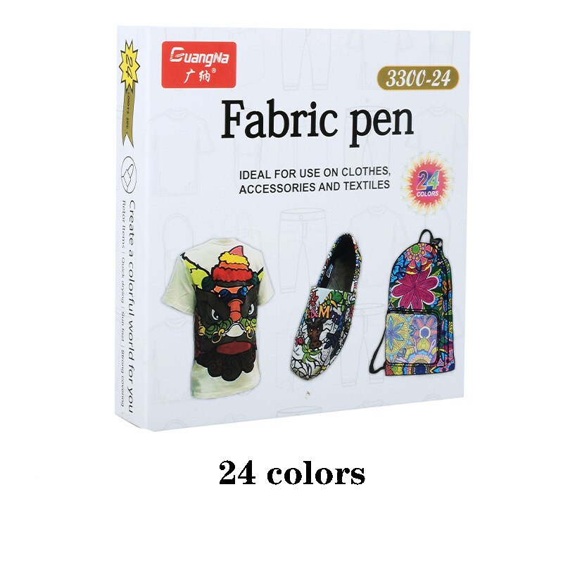 12/24 Color Fabric Marker Pen Pigment Waterproof f... – Grandado