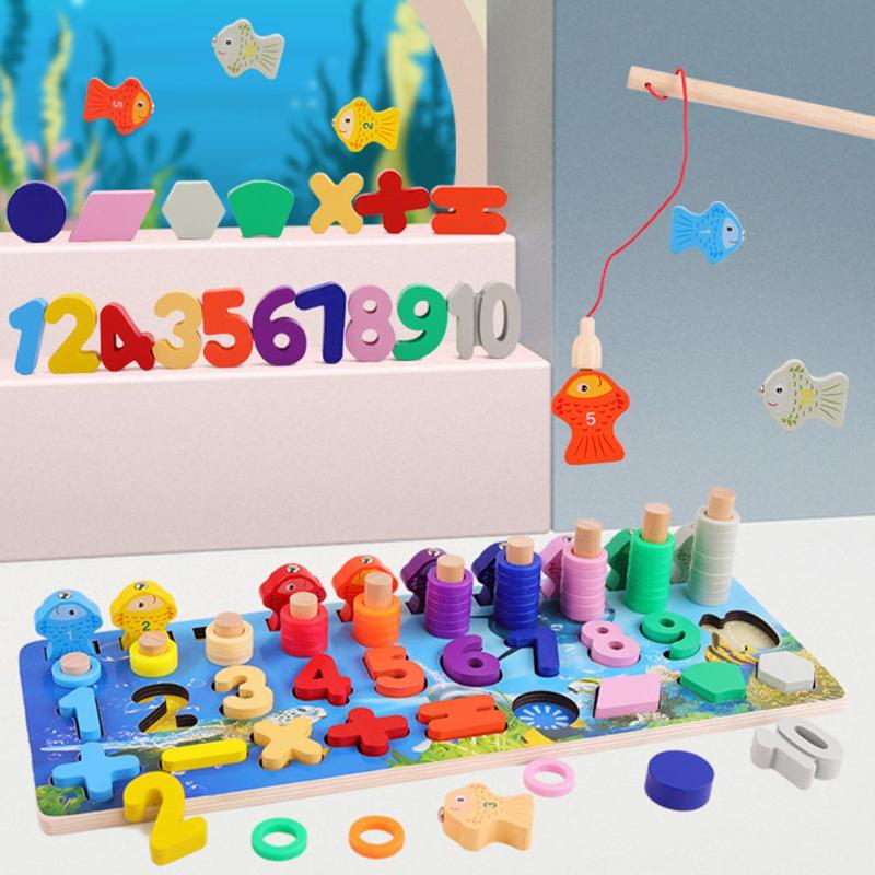 Children Wooden Math Fishing Game Kits Counting Sh... – Grandado