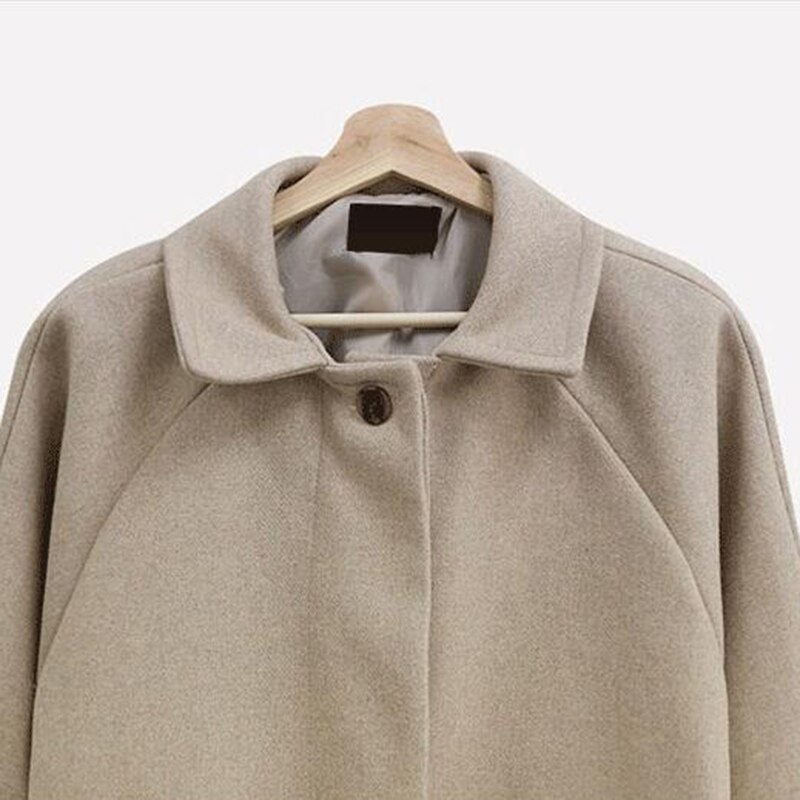 Wool Women Solid Autumn Winter Long Coat Vintage T... – Grandado