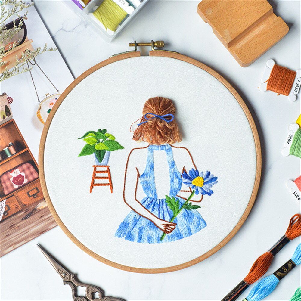 Diy Borduurwerk Kit Meisje Bloem Patroon Borduurpa... – Vicedeal