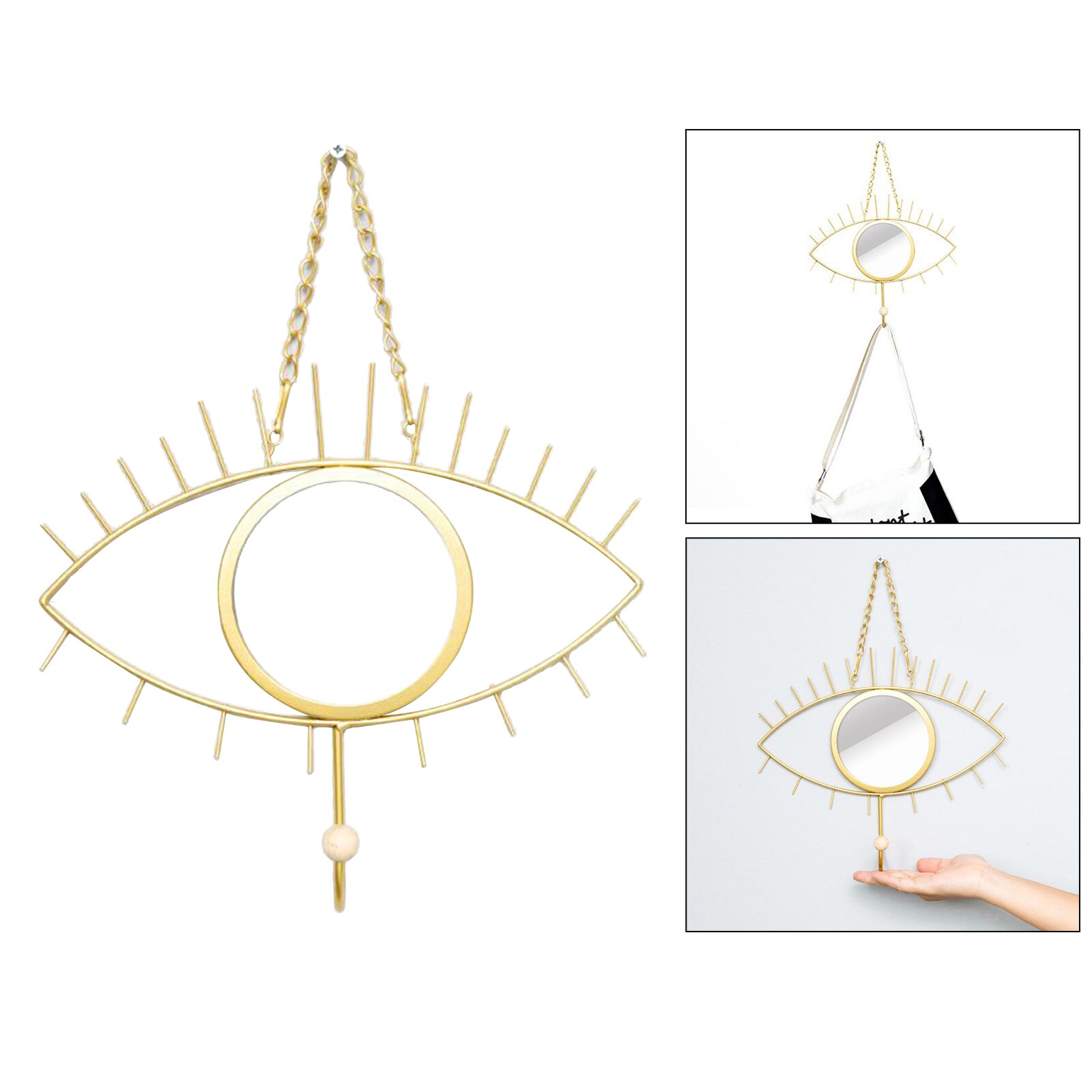 Hanging Wall Mirror Decor Gold Eye Shape Mirrors f... – Vicedeal