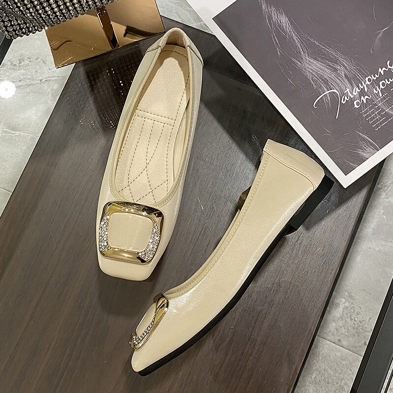 Brand Flat Shoes Rhinestone Square Buckle Women's ... – Grandado