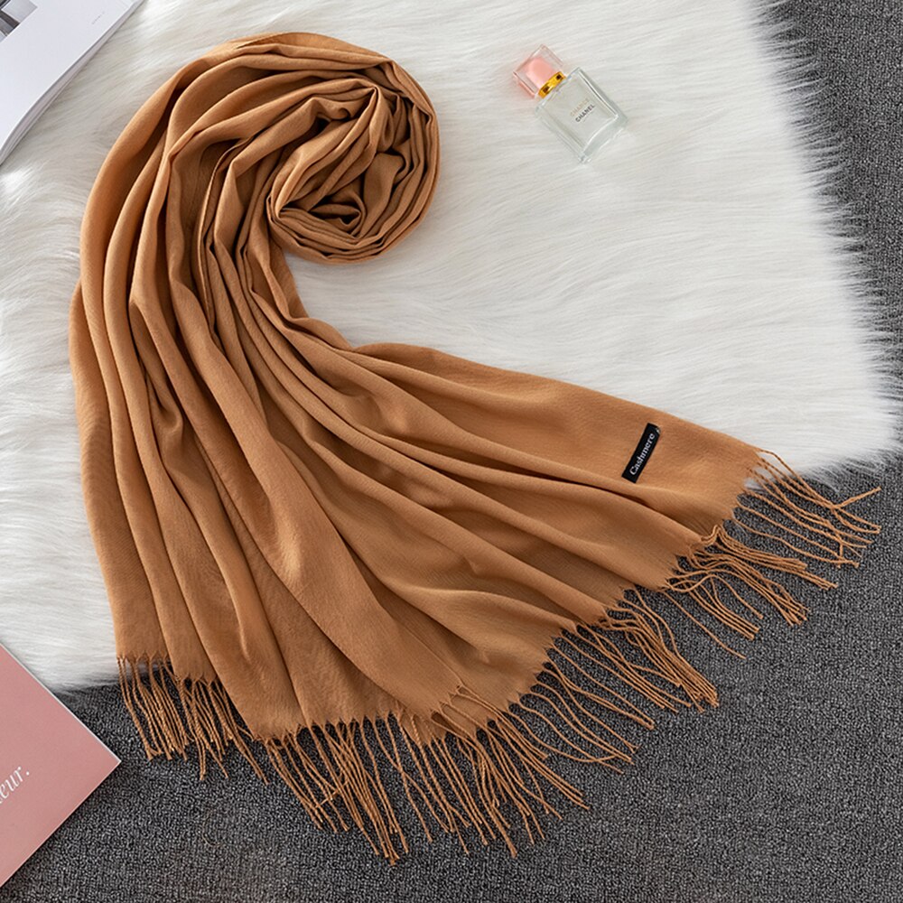 Luxury Brand Solid Women Cashmere Scarf Autumn Win... – Grandado