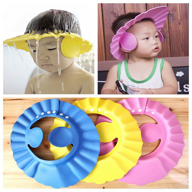 Safe Adjustable Baby Bath Wash Hair Cap Ear Protec. Grandado