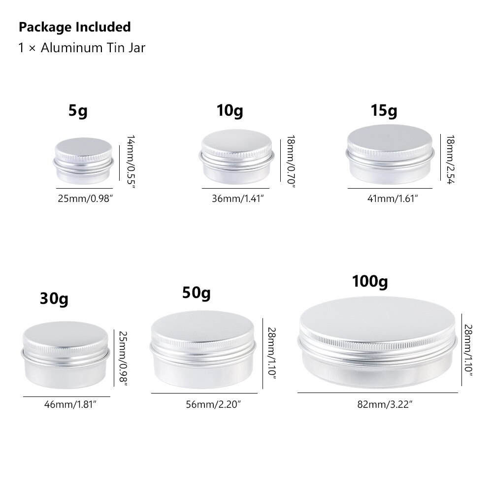 100pcs 5g 10g 15g 30g 50g 100g Silver Aluminium Na... – Grandado