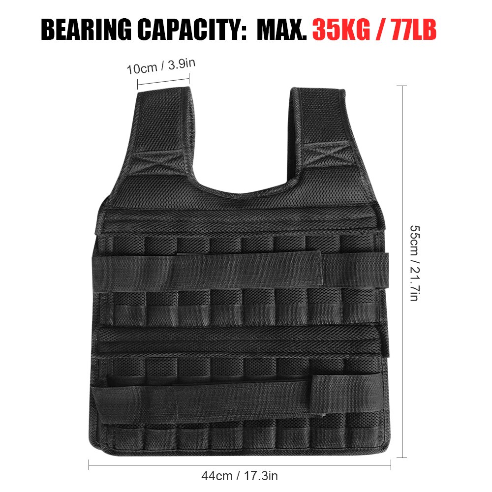 Max Loading 15kg/35kg Adjustable Weighted Vest Wei... – Grandado