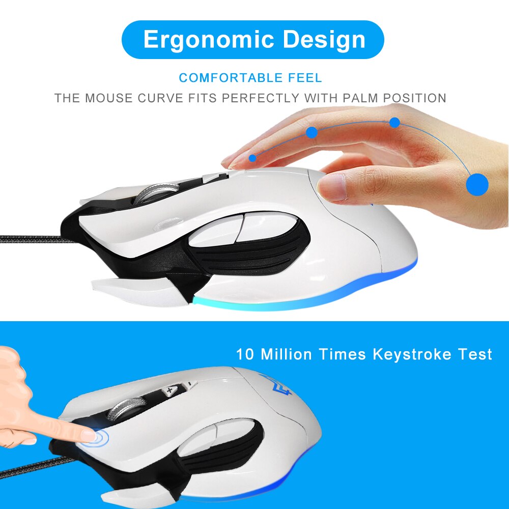 Anmck Wired Gaming Mouse Optical 7 Buttons 1600/24... – Grandado