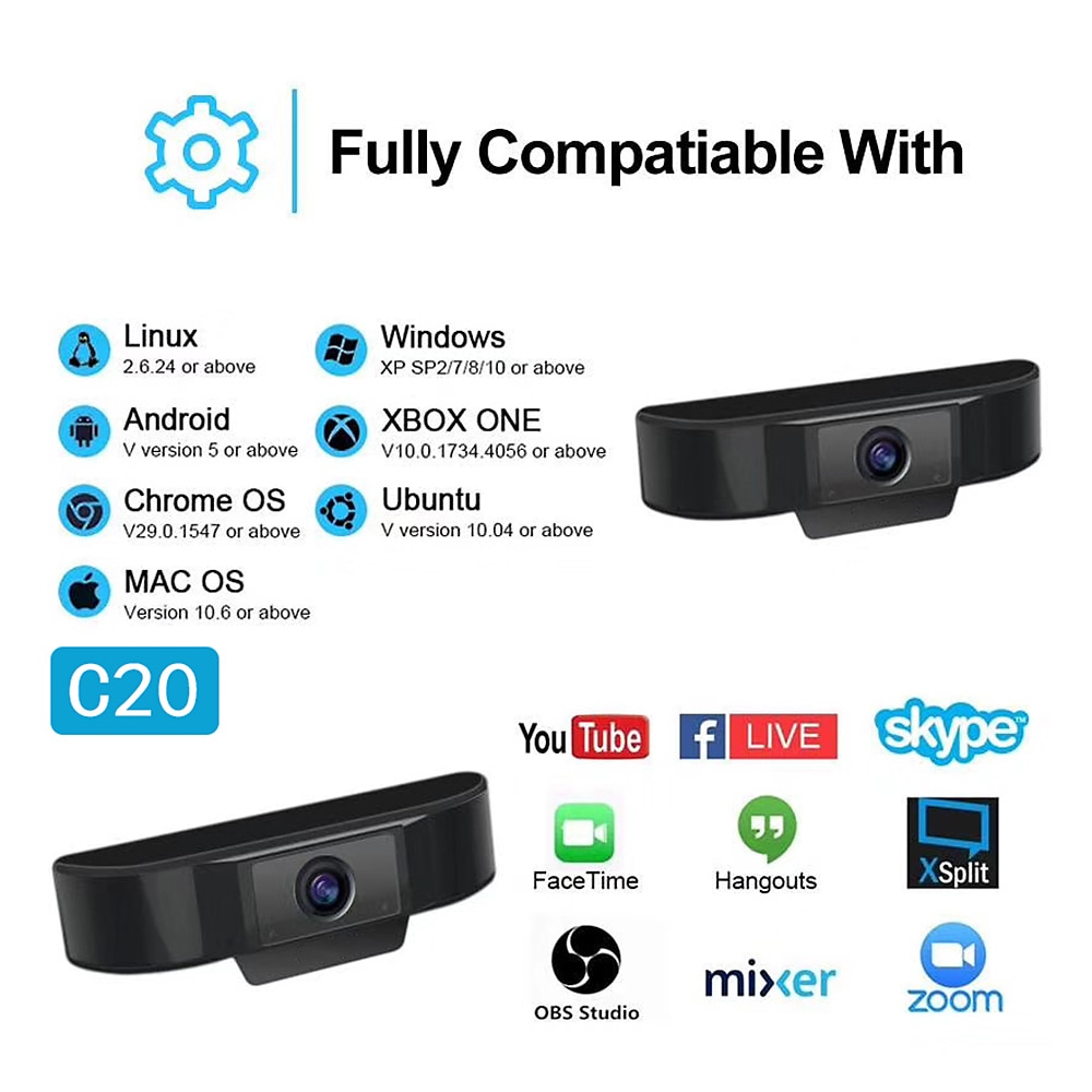 C20 Web Camera 1080P Webcam Plug-in USB PC Web Cam... – Vicedeal
