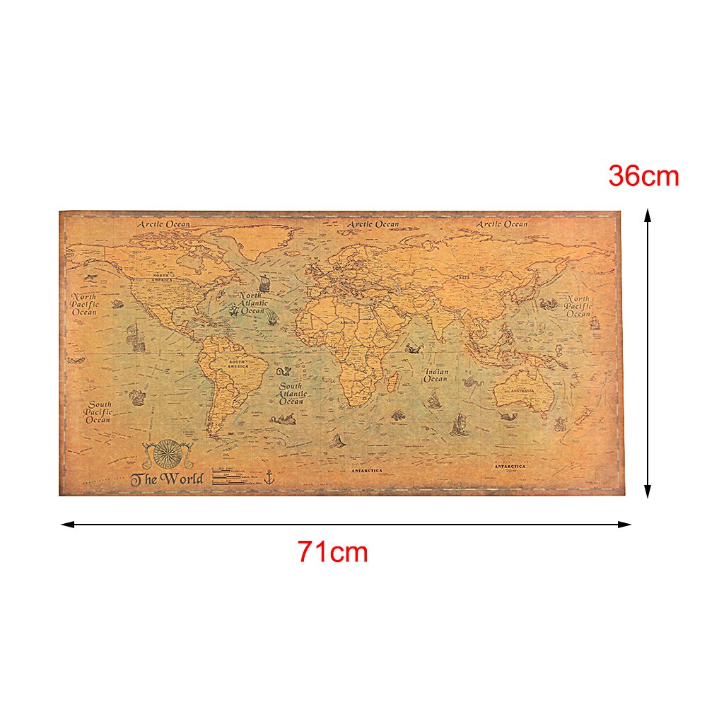 1PC Nautical Ocean Vintage World Map Kraft Paper A... – Grandado