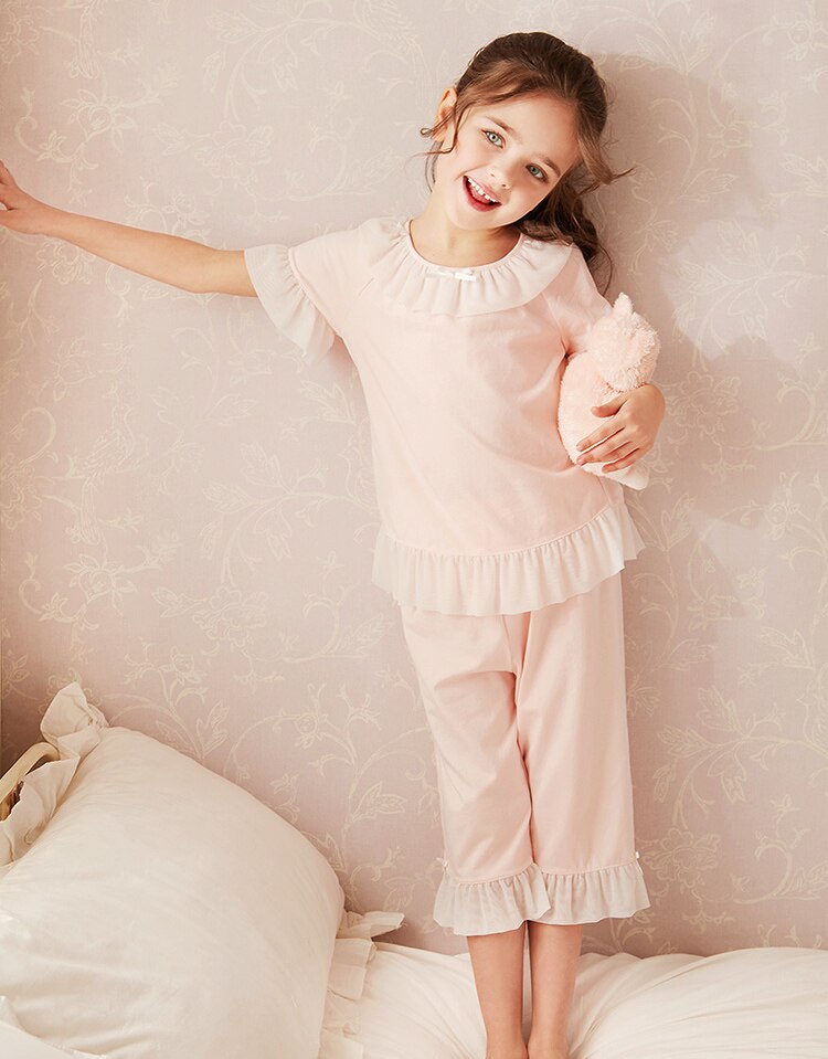 Summer Children Sleepwear Girl Mesh Lace Pajama Se... – Grandado