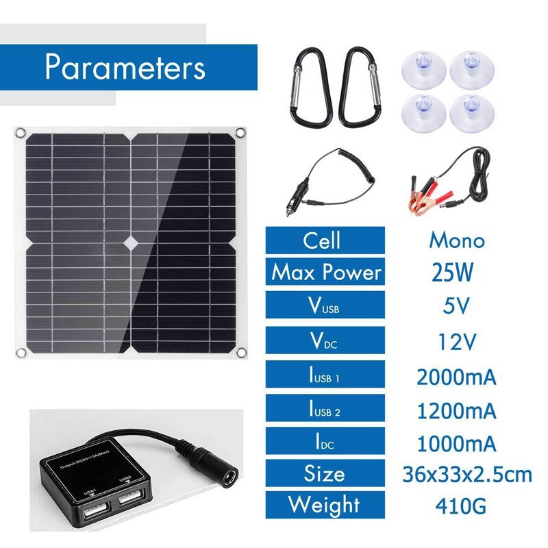25W Solar Panel 12V Trickle Charge Battery Charger... – Grandado
