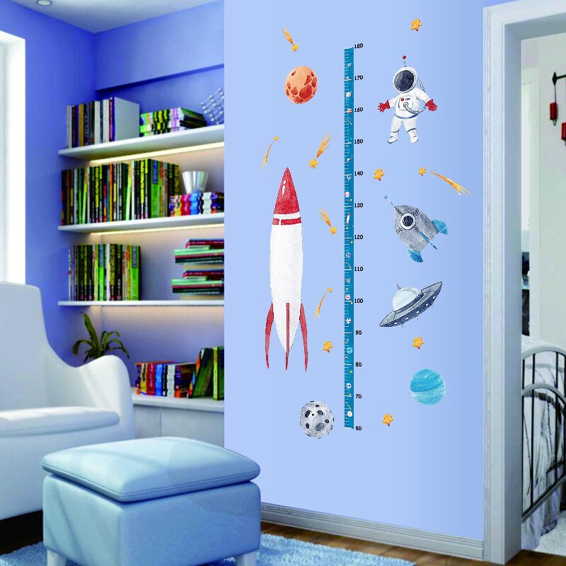Cartoon Rocket Height Measure Wall Sticker Childre... – Grandado