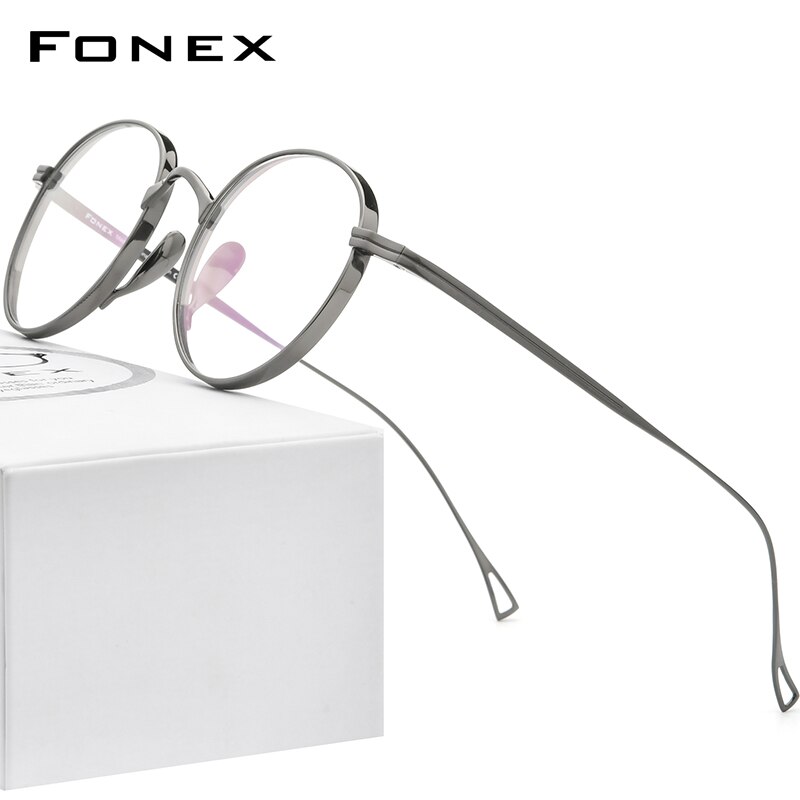 FONEX Pure Titanium Glasses Frame Men Retro Round ... – Vicedeal