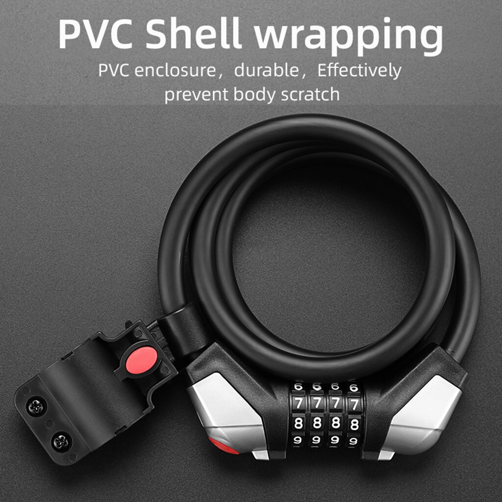 Bike Locks, Cable Lock, Long Coiled Secure Resetta... – Grandado