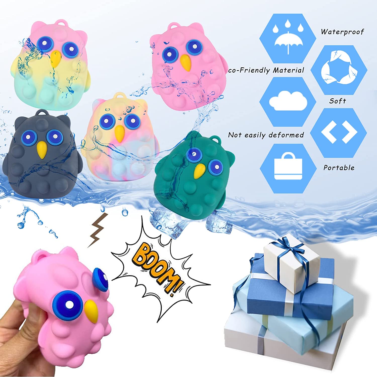 3D Pop Fidget Ball Multicolor Owl Anti-Pressure Sq... – Grandado