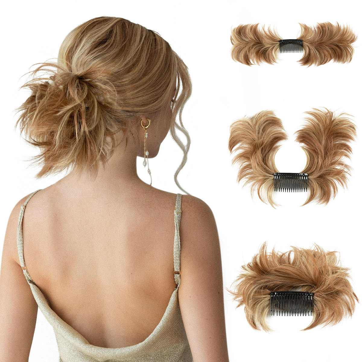 Synthetic Hair Bun Extensions Messy Curly Hair Chi... – Grandado