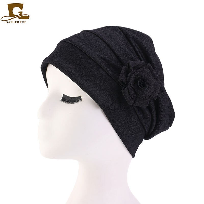Women Large flower Chemotherapy Cap Ruffle Cancer Chemo hat Turban ...
