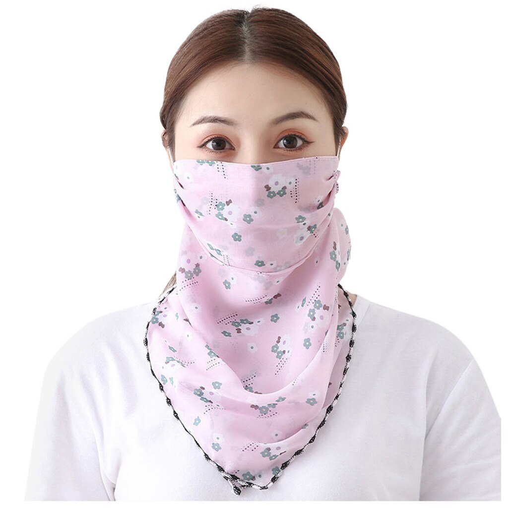 Print Chiffon Face Mask Protection Women Sun Scarv... – Grandado