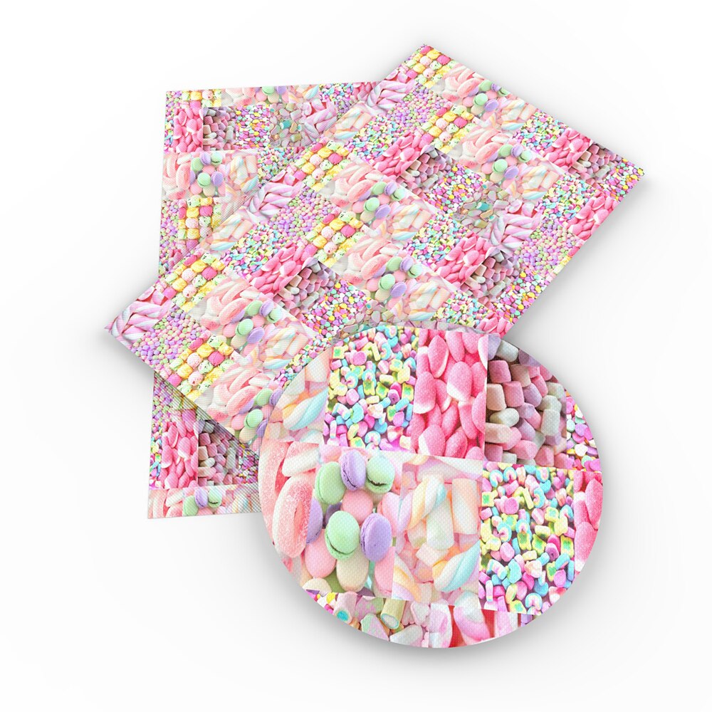 20*34cm Candy Dounts Printed Faux Leather Fabric S... – Grandado