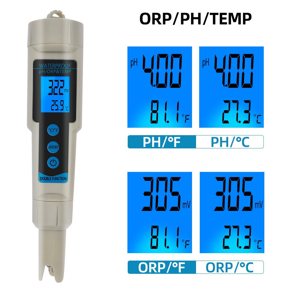 3 in 1 ORP TEMP pH Meter Wasserdicht ORP Meter PH ... – Grandado