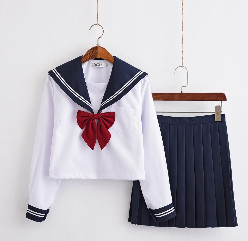 white 2 lines JK Uniform Orthodox Japanese Sailor ... – Vicedeal